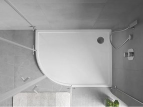 Mexen Flow půlkruhový asymetrický slim pravý 100 x 80 cm, bílý lesk - 46Q108010R
