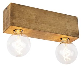 Venkovský stropní bodový reflektor dřevo 2-světlo - blok