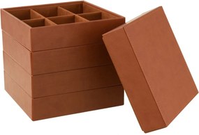 Hnědá 4-patrová šperkovnice z umělé kůže Cognacco - 20*20*22 cm