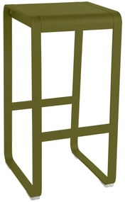 Zelená hliníková zahradní barová židle Fermob Bellevie 75 cm - odstín pesto