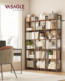 Knihovna Vasagle Eleven 128 cm černá/hnědá