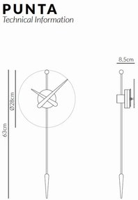 Designové nástěnné hodiny Nomon Punta BO 63cm