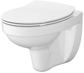 Cersanit Cersania SimpleOn, závěsná WC mísa 52,5x36x37,5 cm + sedátko s pomalým zavíráním z duroplastu, horizontální odpad, bílá, S701-566