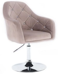 LuxuryForm DESIGN Otočné křeslo ROMA VELUR na stříbrném talíři - světle šedé