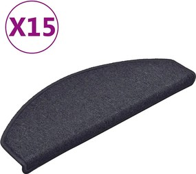 Schodové rohože 15 ks 65 x 24 x 4 cm tmavě šedé a modré, půlkulaté, velké 322365