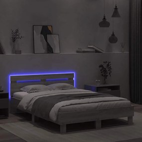 Rám postele s čelem a LED osvětlením šedý sonoma 135 x 190 cm 3207572