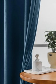 Petrolejový zatemňovací závěs VELVET 140x270 cm Zavěšení: Řasící páska