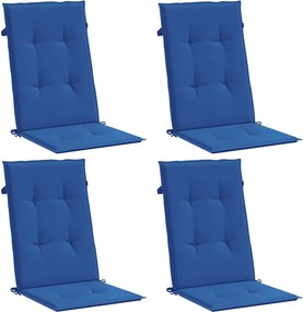 Podušky na židli vysoké opěradlo 4ks královsky modré 120x50x3cm 314117