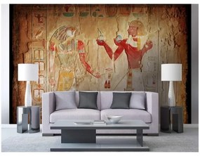 DIMEX | Samolepicí vliesová fototapeta na zeď Egyptská malba MA-5-0052 | 375 x 250 cm | červená, béžová