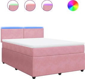 Box spring postel s matrací růžová 140x200 cm samet 3290057