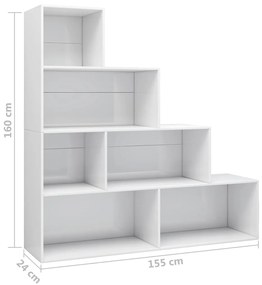 vidaXL Knihovna/zástěna bílá vysoký lesk 155 x 24 x 160 cm dřevotříska