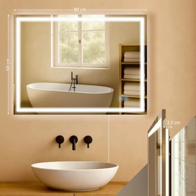 Koupelnové zrcadlo Jaffrey 60x80 bez Bluetooth – čiré sklo