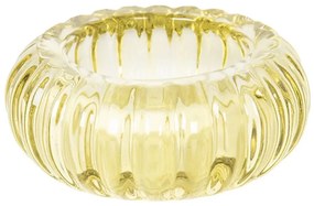 Žlutý skleněný svícen na čajovou svíčku – 9x3 cm