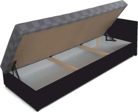 Válenda JUDIT 80x200 s úložným prostorem, pravé provedení, látka Mura černá/vzor M 35 Kondela 0000186819