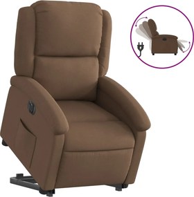 Elektrické zvedací polohovací křeslo hnědé textil 3204192