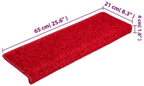 vidaXL Marketos Schodové rohože 15 ks 65 x 21 x 4 cm červené s obdélníkovým okrajem