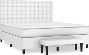 Box spring postel s matrací bílá 160x200 cm umělá kůže 3137672