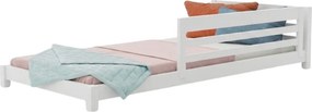 Benlemi Nízká dětská jednolůžková postel TULY s čelem Zvolte barvu: Bílá, Zvolte rozměr: 90x180 cm, Zvolte zábranu: S přední zábranou