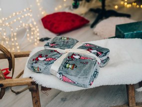Tmavě šedá vánoční mikroplyšová deka CANDY CANE Rozměr: 200 x 220 cm