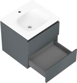 Mexen Orio, koupelnová skříňka 50 cm s umyvadlem Vela, 2 zásuvky, grafitová matná/bílá matná, 91A10-05047-2-BFF66-W23M01