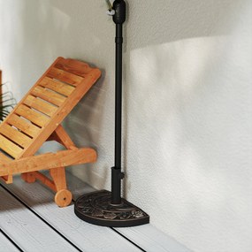 Stojan na slunečník Outsunny půlkruhový 50x31x32cm z pryskyřice a nerezové oceli v bronzové barvě, stabilní podstavec pro slunečník na zahradu a tera…