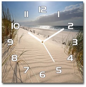 Wallmuralia Skleněné hodiny čtverec Mřežino pláž 30x30 cm