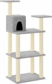 Škrabadlo pro kočky se sisalovými sloupky světle šedé 118,5 cm 171428