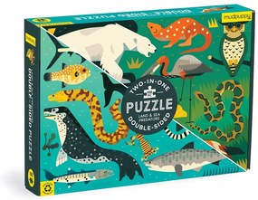 Mudpuppy Oboustranné puzzle Pozemní a mořští predátoři 100 dílků