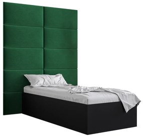 Jednolůžková postel s čalouněným čelem 90 cm Brittany 1 (černá matná + zelená) (s roštem). 1045865