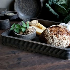 Granitový antik dřevěný servírovací podnos s uchy Tours Tray - 30*40 cm