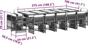 15dílný zahradní jídelní set s poduškami mix béžové polyratan 3211776