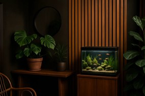 3D Dřevěné lamely na zeď na filci 255x46cm - Ořech TOSKÁNSKÝ