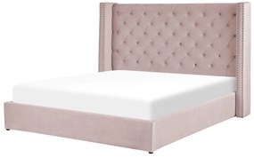 Sametová postel s úložným prostorem 180 x 200 cm růžová LUBBON Beliani