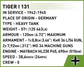 COBI 3095 II WW Tiger I 131 / 144 kostek / 1:72 / od 6 let