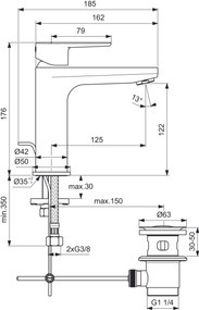 Ideal Standard CeraFine O - Umyvadlová baterie stojánková s kovovou odtokovou garniturou, chrom BC699AA