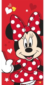 Červená bavlněná dětská osuška 70x140 cm Minnie "Red heart" – Jerry Fabrics