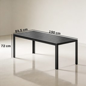 Outsunny zahradní stůl hliníkový stůl 120x70 cm pro zahradní terasu dřevo-plast polywood černý odolný proti povětrnostním vlivům a moderní | Aosom.de