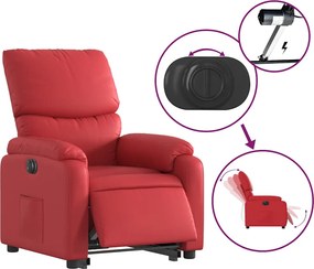 Elektrické zvedací polohovací křeslo červené umělá kůže 3204905