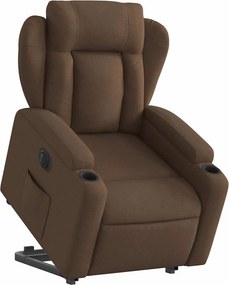 Elektrické zvedací polohovací křeslo hnědé textil 3204510