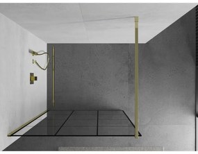 Mexen Kioto sprchová zástěna 110x200 cm 8 mm, zlatý profil, sklo černý vzor 1, 800-110-101-01-77