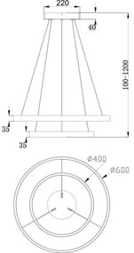 Maytoni MOD058PL-L55B3K - LED Lustr na lanku RIM LED/61W/230V pr. 60 cm černá