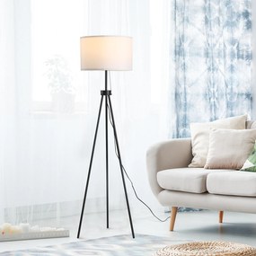 HOMCOM Stojací lampa Moderní stojací lampa E27, ocel a polyester, černobílá, 37x37x152cm, stylové osvětlení do obývacího pokoje a ložnice | Aosom.de