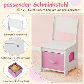 Costway Dětský toaletní stolek s osvětlením Sada toaletního a židlí Princess s 2