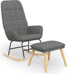 Houpací křeslo s podnožkou světle šedé textil 3097704