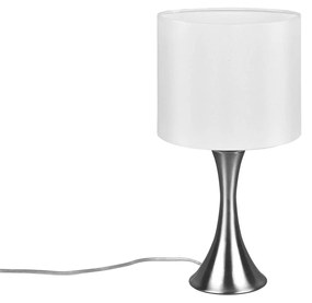 Stolní lampa Sabia, Ø 20 cm, bílá/niklová