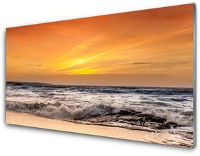 akrylový obraz Moře Slunce Vlny Krajina 100x50 cm