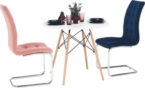 Jídelní stůl, bílá/buk, průměr 90 cm, GAMIN 2 NEW 90
