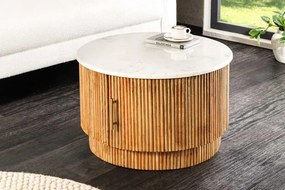 Dřevěný konferenční stolek s mramorovou deskou Pathum mango 60cm