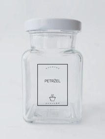 Samolepka na kořenky PETRŽEL průhledná 3 × 4 cm základní písmo