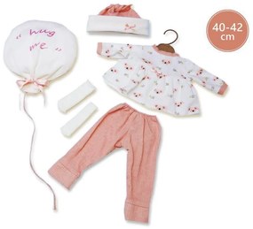 Llorens Obleček pro panenku miminko New Born velikosti 40-42 cm 4dílny růžovo-bilý